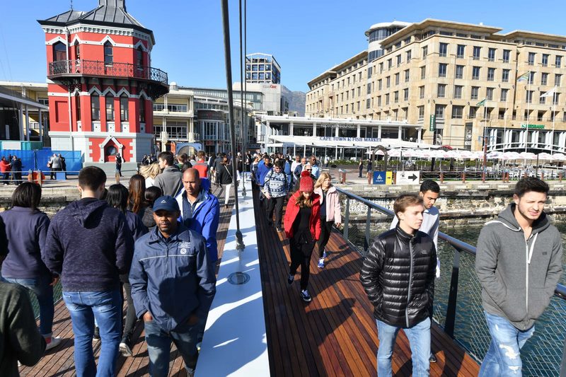 New swing bridge replaces previous pedestrian walkway at V&A Waterfront ...